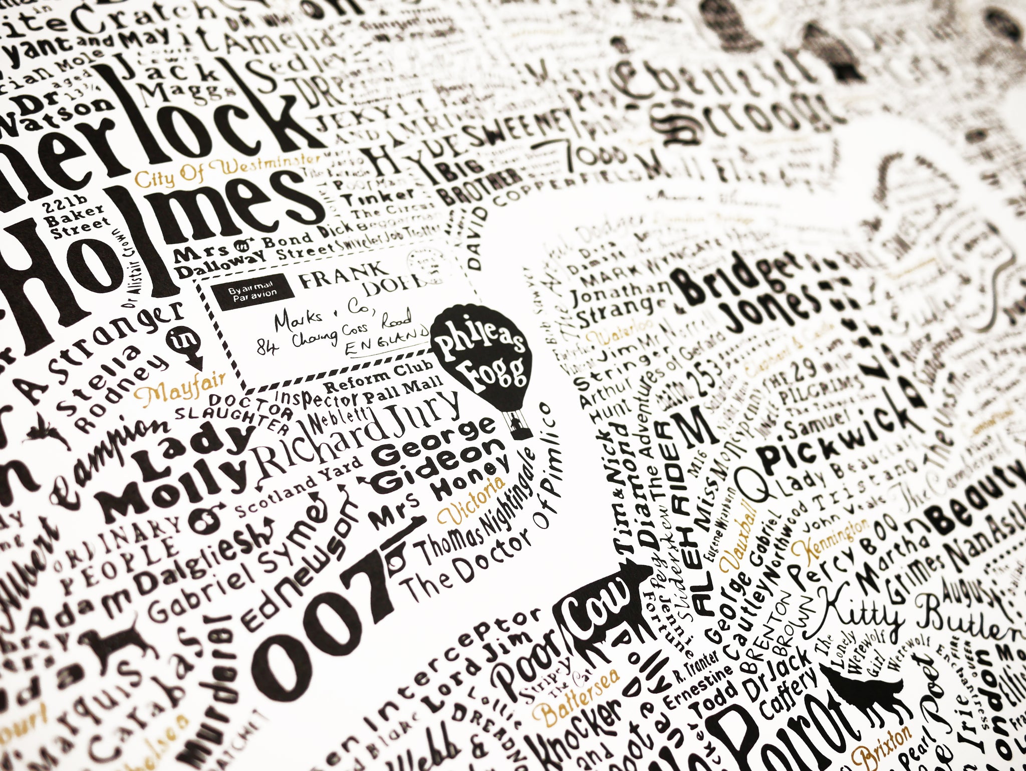 Literary London Map (White, Black and Gold) – Artefacteria