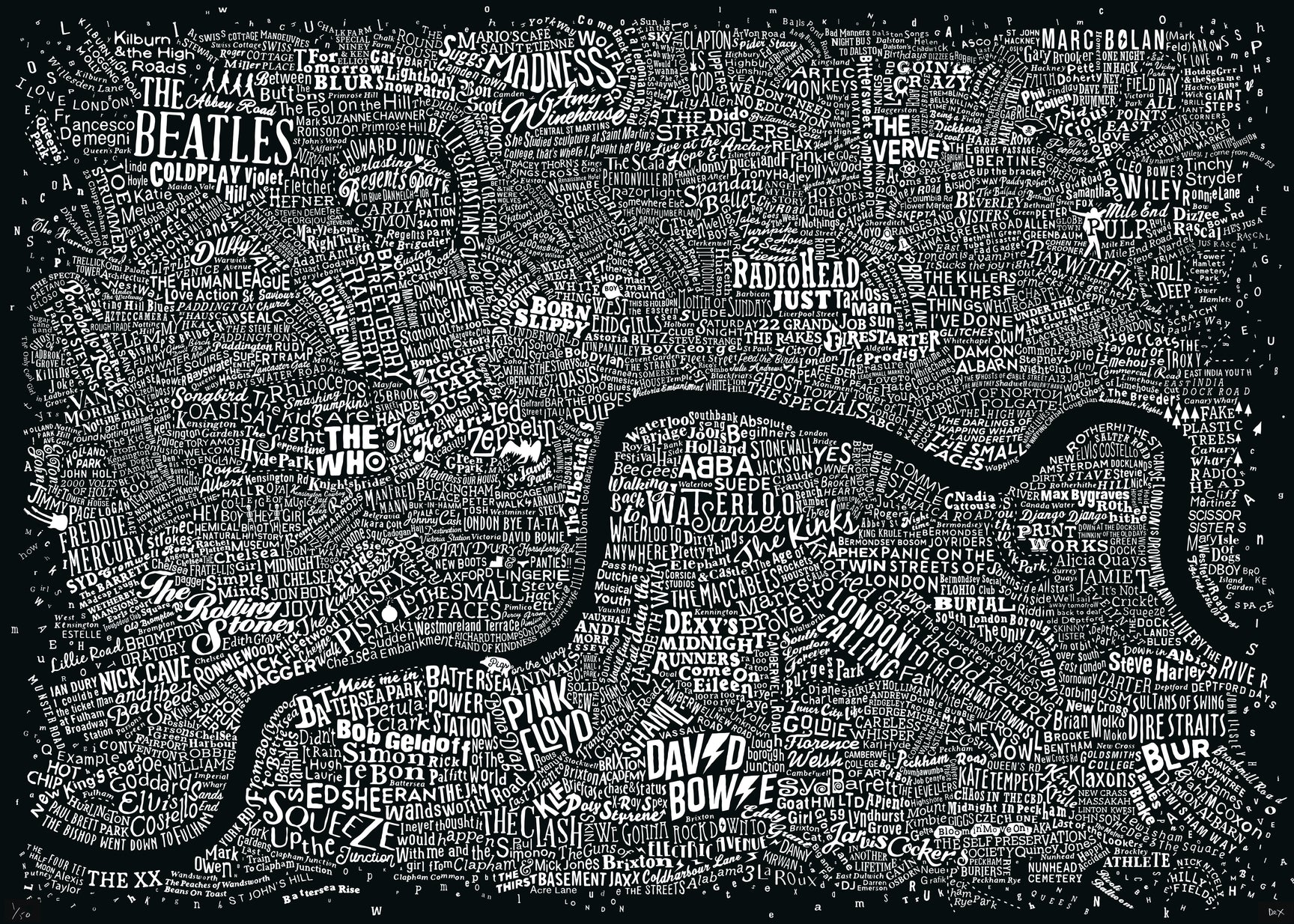 Music Map Of London (Black) – Artefacteria
